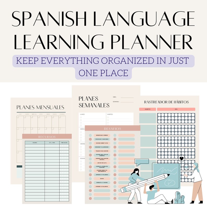 Spanish Language Learning Planner, Notebook Workbook Study Journal ...