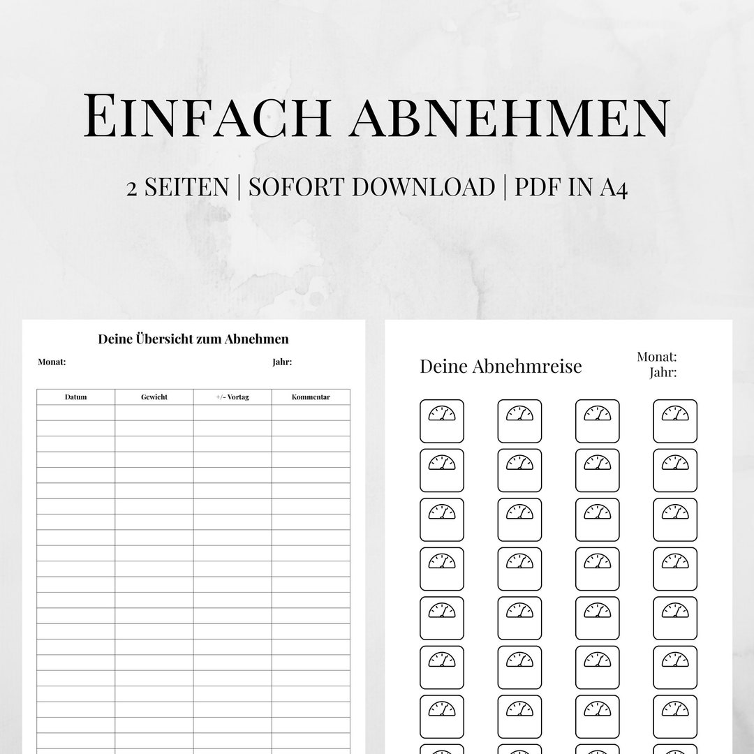 Einfach abnehmen: DIN A4 Gewichtstracker zum Ausdrucken - Verfolge ...