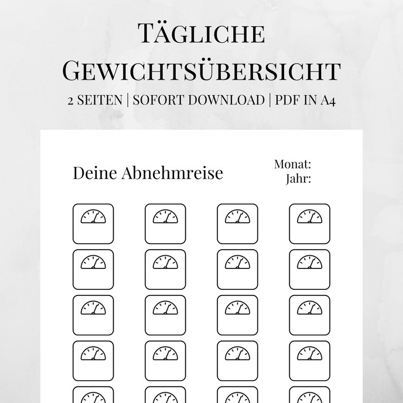 Einfach abnehmen: DIN A4 Gewichtstracker zum Ausdrucken - Verfolge ...
