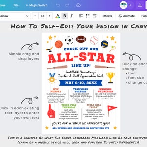 Editable Sports All Star Theme Teacher & Staff Appreciation Sports ...