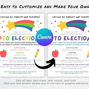 Editable PTA PTO Election Volunteer Board Member Flyer Printable Canva ...