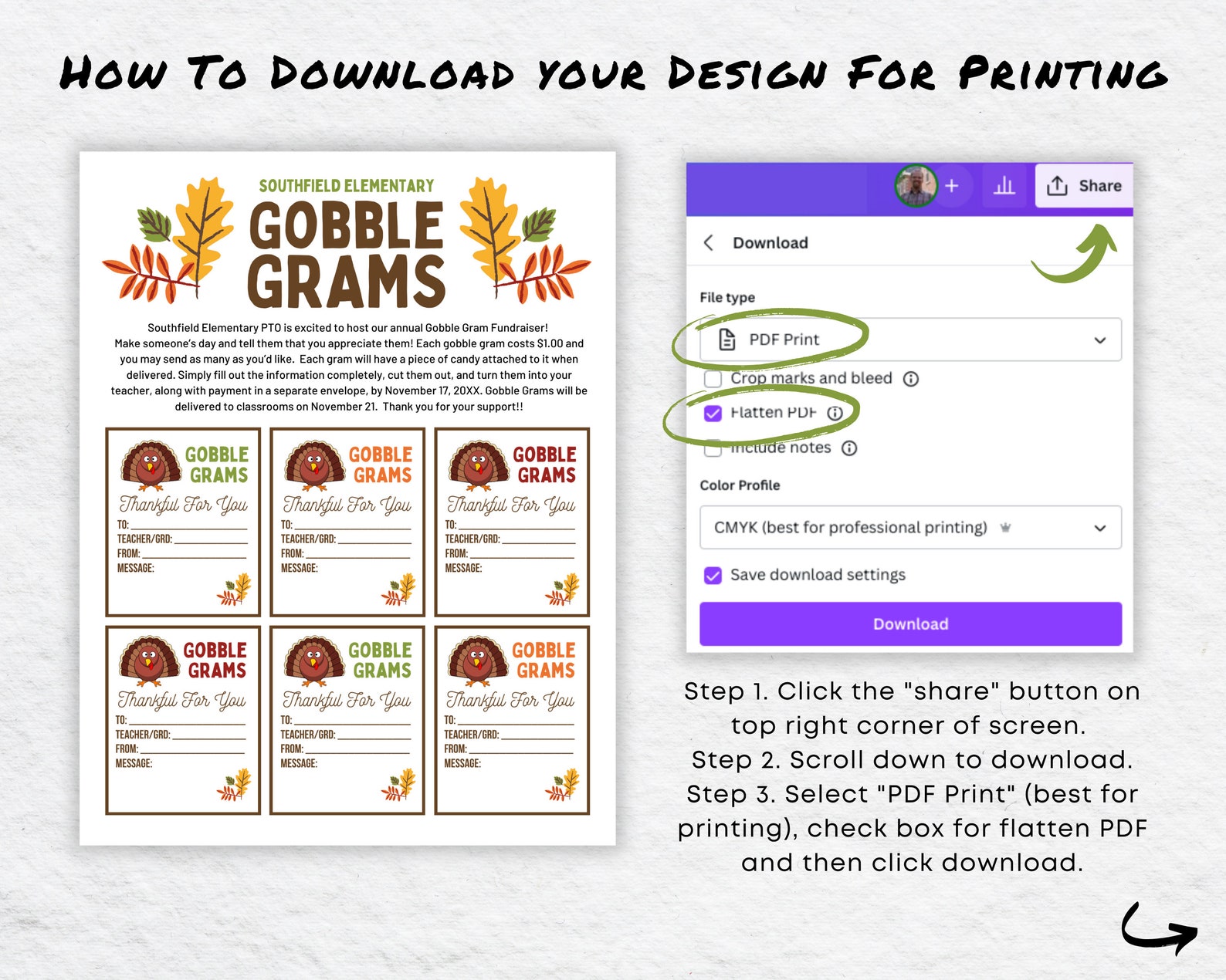 Editable Gobble Grams Fundraiser Canva Template, Turkey Notes - Etsy