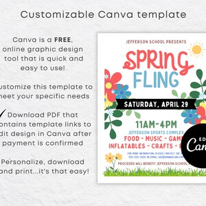 Spring Fling Flyer, Editable Spring Fling Festival Fundraiser Template ...