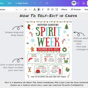 Editable Christmas Spirit Week Itinerary Flyer, School Holiday Dress up ...