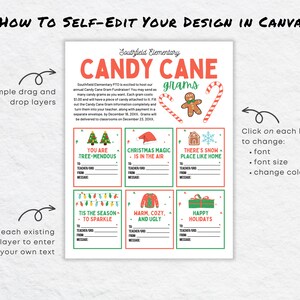 Editable Candy Cane Gram Canva Template, Holiday Christmas Grams ...