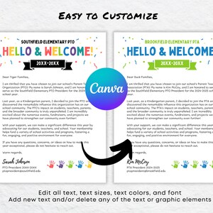 Editable PTO Welcome Letter Printable, PTA Welcome Message, Canva ...