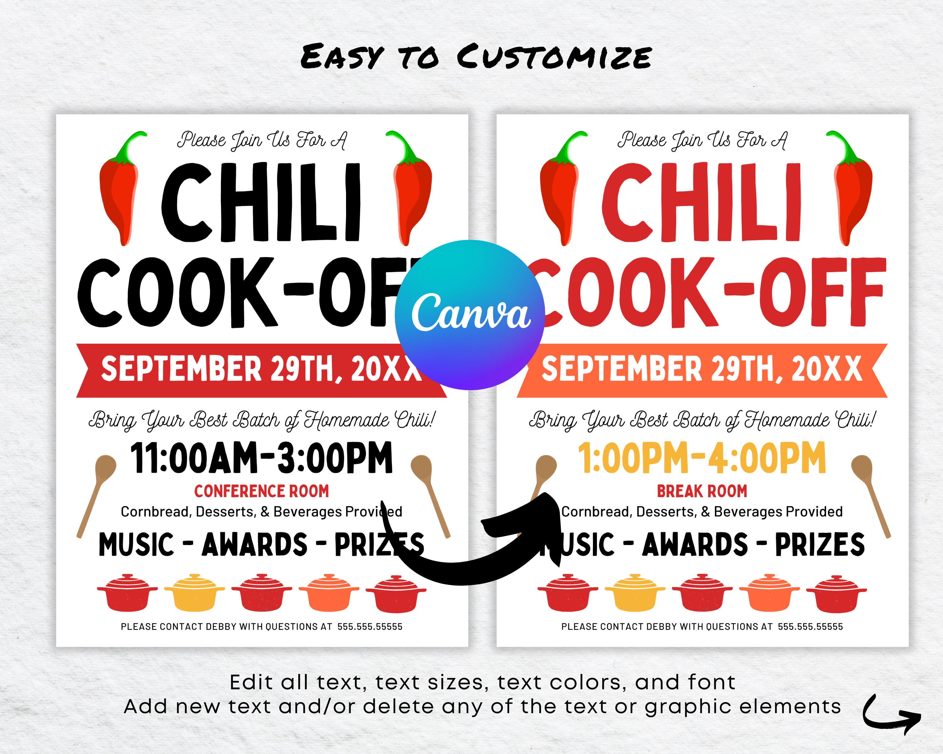 Chili Cook off Flyer Template | Editable Competition Poster (canva ...