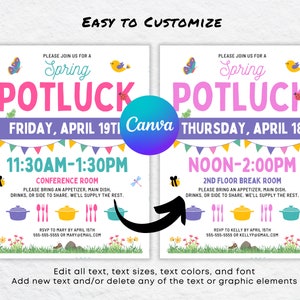Editable Spring Potluck Invite Printable, Potluck Luncheon Party Flyer ...
