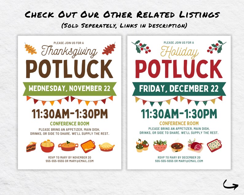Editable Fall Potluck Flyer, Autumn Party Printable (canva Template) - Etsy