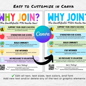 Editable Why Join the PTO PTA Flyer Template: Volunteer Recruitment ...