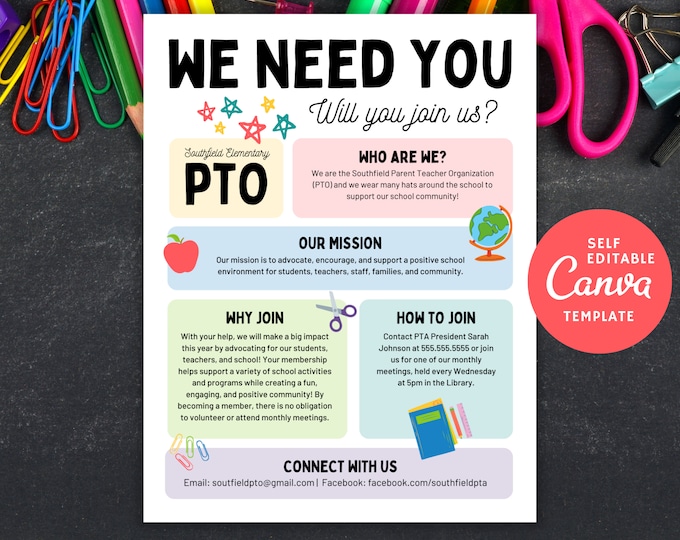 Join PTA Membership Drive Pto PTA Awareness PTA Flyer Sign up School Supporter - Etsy