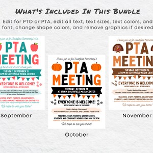PTA Meetings Flyer Seasonal Bundle Editable Canva Templates - Etsy