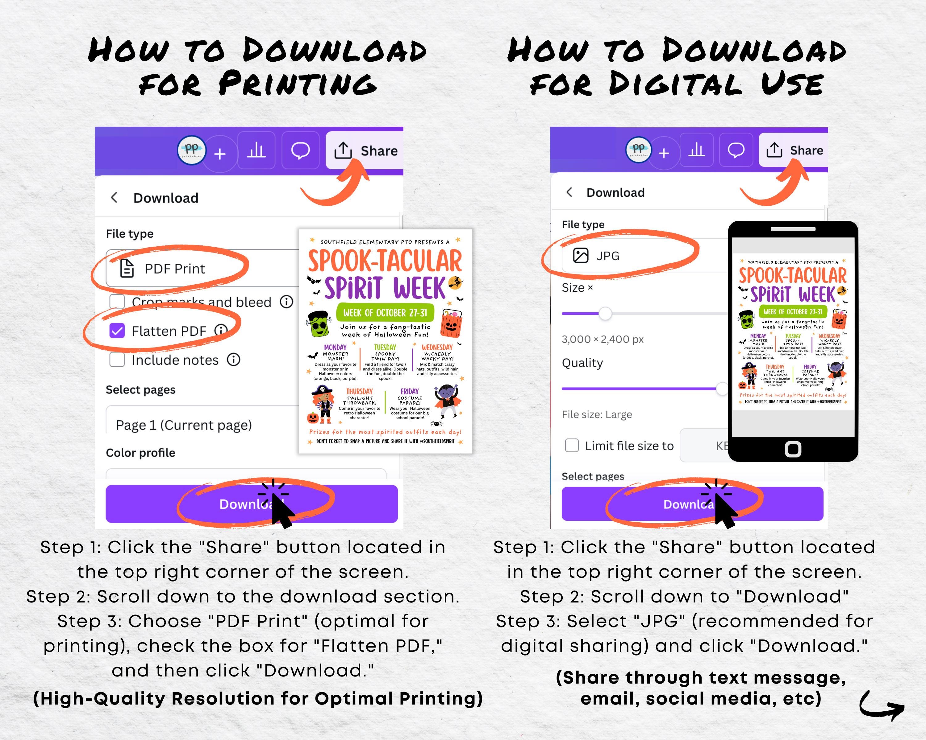 Halloween Spirit Week Flyer: Editable School Dress-up Itinerary (canva ...