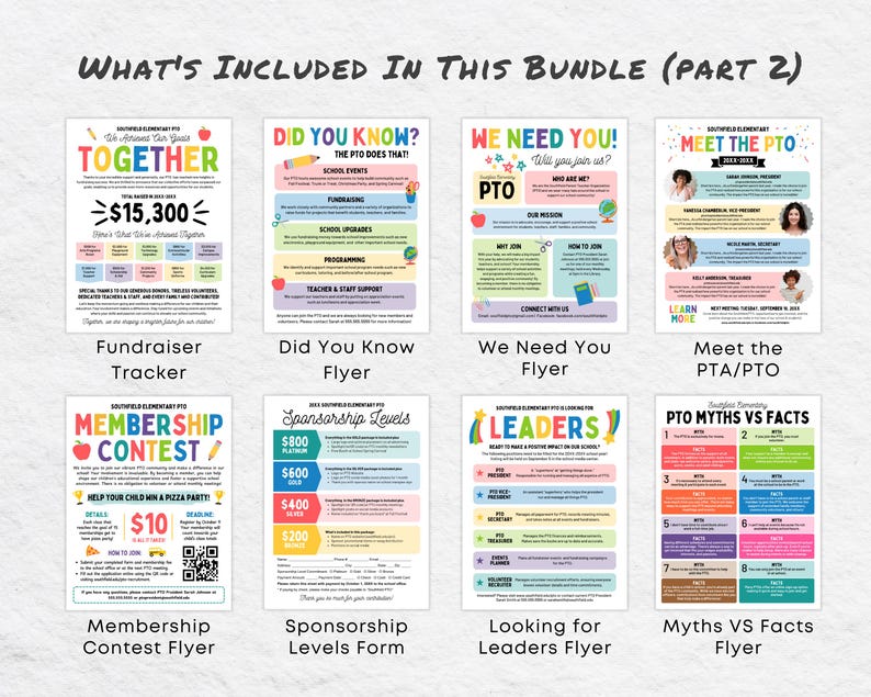 Editable PTO PTA Leader Flyer Templates: Canva School Poster Bundle ...