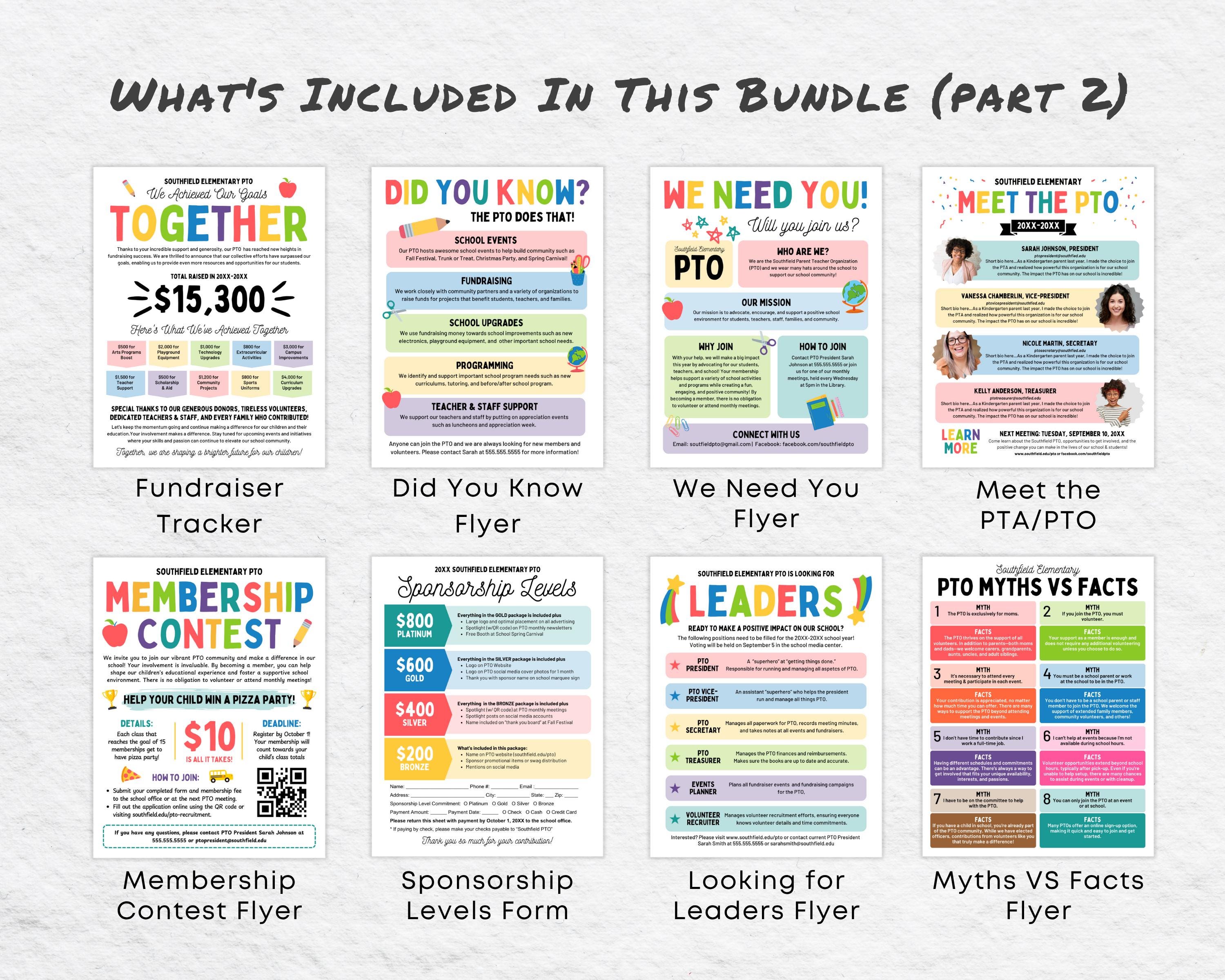 Editable School Flyer Templates: PTA PTO Leader Bundle (digital ...