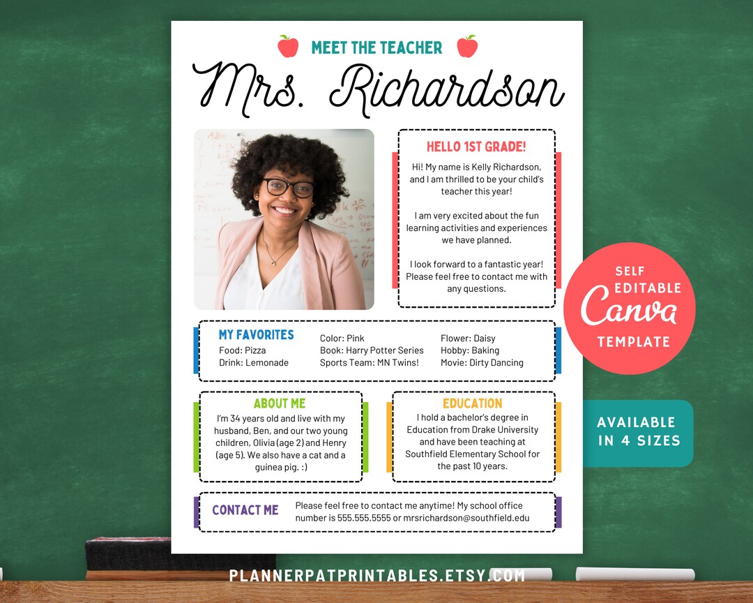 Editable Meet the Teacher Flyer Template, Open House Introduction ...