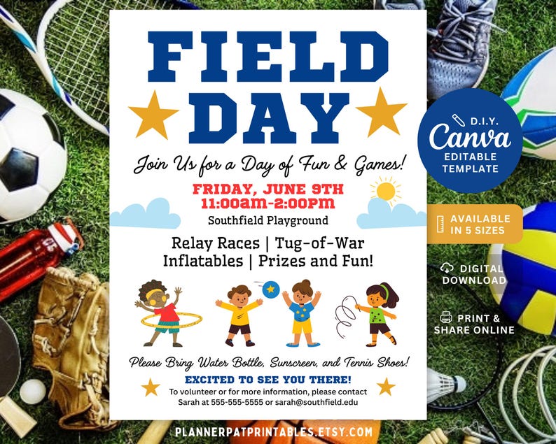 Field Day Flyer Canva Template, Elementary School (digital Download) - Etsy