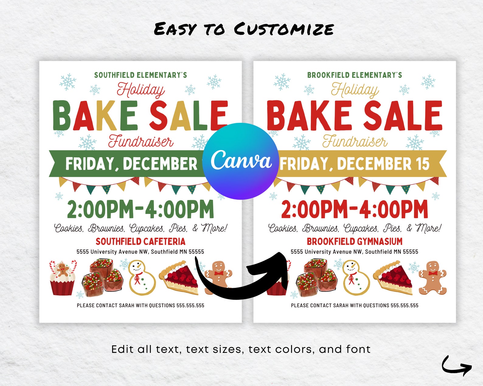 Holiday Bake Flyer Template, School Fundraiser (canva Editable) - Etsy