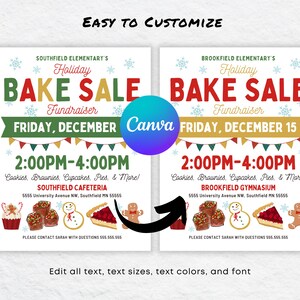 Holiday Bake Flyer Template, School Fundraiser (canva Editable) - Etsy