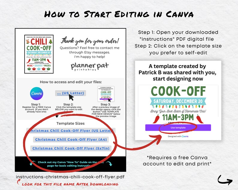 Christmas Chili Cook off Flyer, Editable Canva Template (digital ...