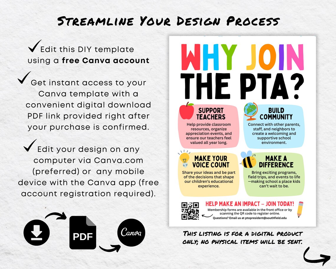 Editable Why Join the PTA Flyer: School Recruitment Poster (canva ...