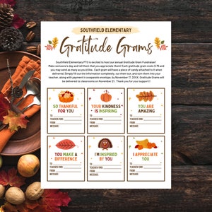 Editable Gratitude Grams Canva Template: Thanksgiving Fundraiser ...