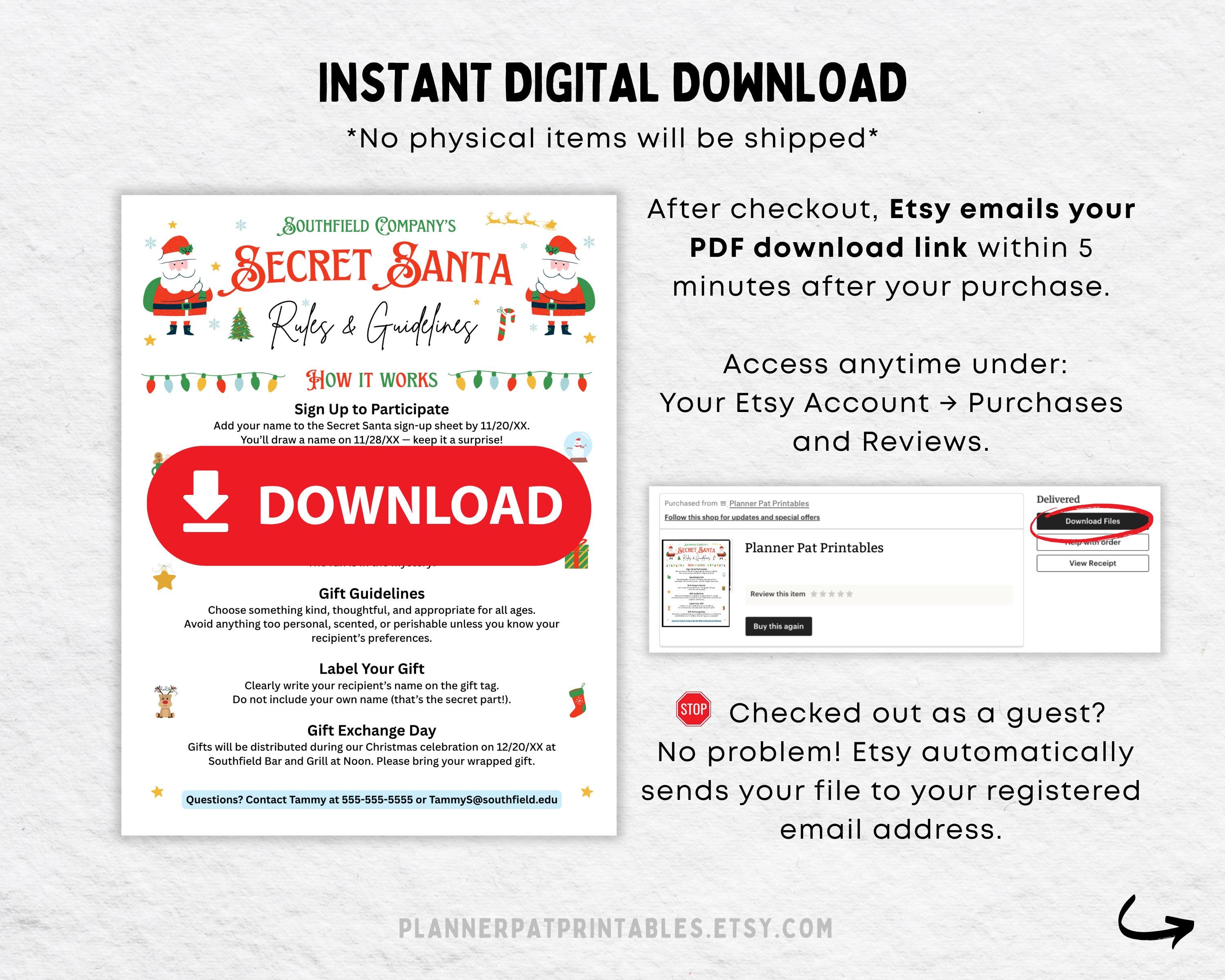 Editable Secret Santa Rules Flyer | Christmas Gift Exchange Guidelines ...