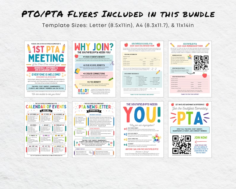 PTO PTA Flyer Templates Bundle: Editable School Recruitment, Membership ...