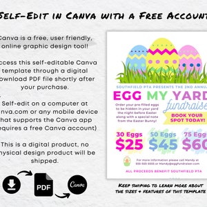 Editable Egg My Yard Flyer Printable, Easter Fundraiser Canva Template ...