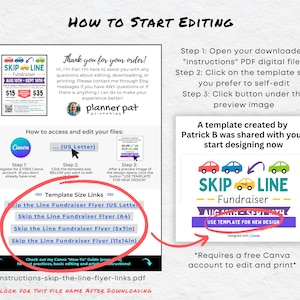 Skip the Line Flyer: Editable School Car Raffle Fundraiser (canva ...