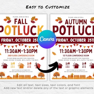 Fall Potluck Flyer Template, Editable Printable (canva) - Etsy Canada