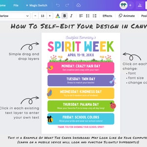 Editable Spring Spirit Week Flyer Canva Template, School Spirit ...