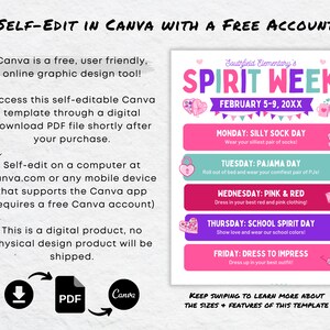 Editable Valentines Day Spirit Week Flyer Canva Template, School Spirit ...