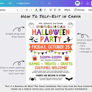 Editable Halloween Class Party Invite: Elementary School Flyer Template ...