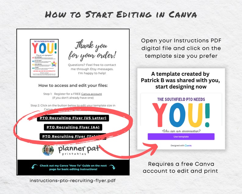 Editable PTA PTO Recruitment Flyer Template: Canva Volunteer Sign-up ...