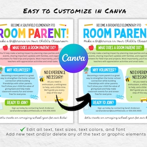 Editable Room Parent Flyer Template: Canva Volunteer Recruitment ...