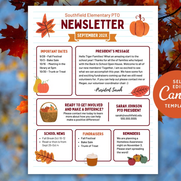 Back to School September Classroom Newsletter, Daycare Newsletter Canva ...
