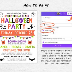 Editable Halloween Class Party Invite: Elementary School Flyer Template ...
