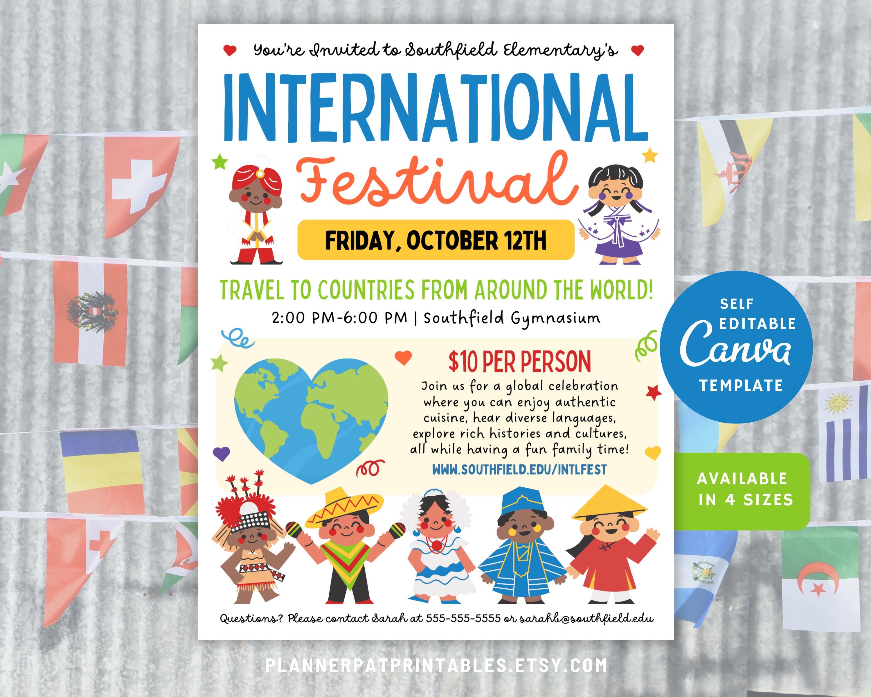 International School Festival Flyer: Multicultural Fair Invitation ...