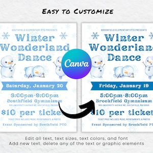 Editable Winter Dance Flyer Template, School Dance Party Invitation ...