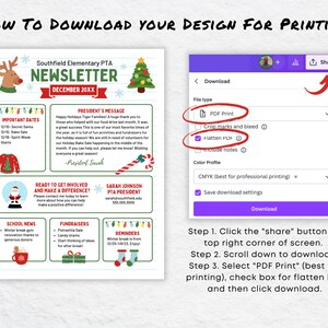 Editable PTA Newsletter December Template, Holiday News, Canva Template ...