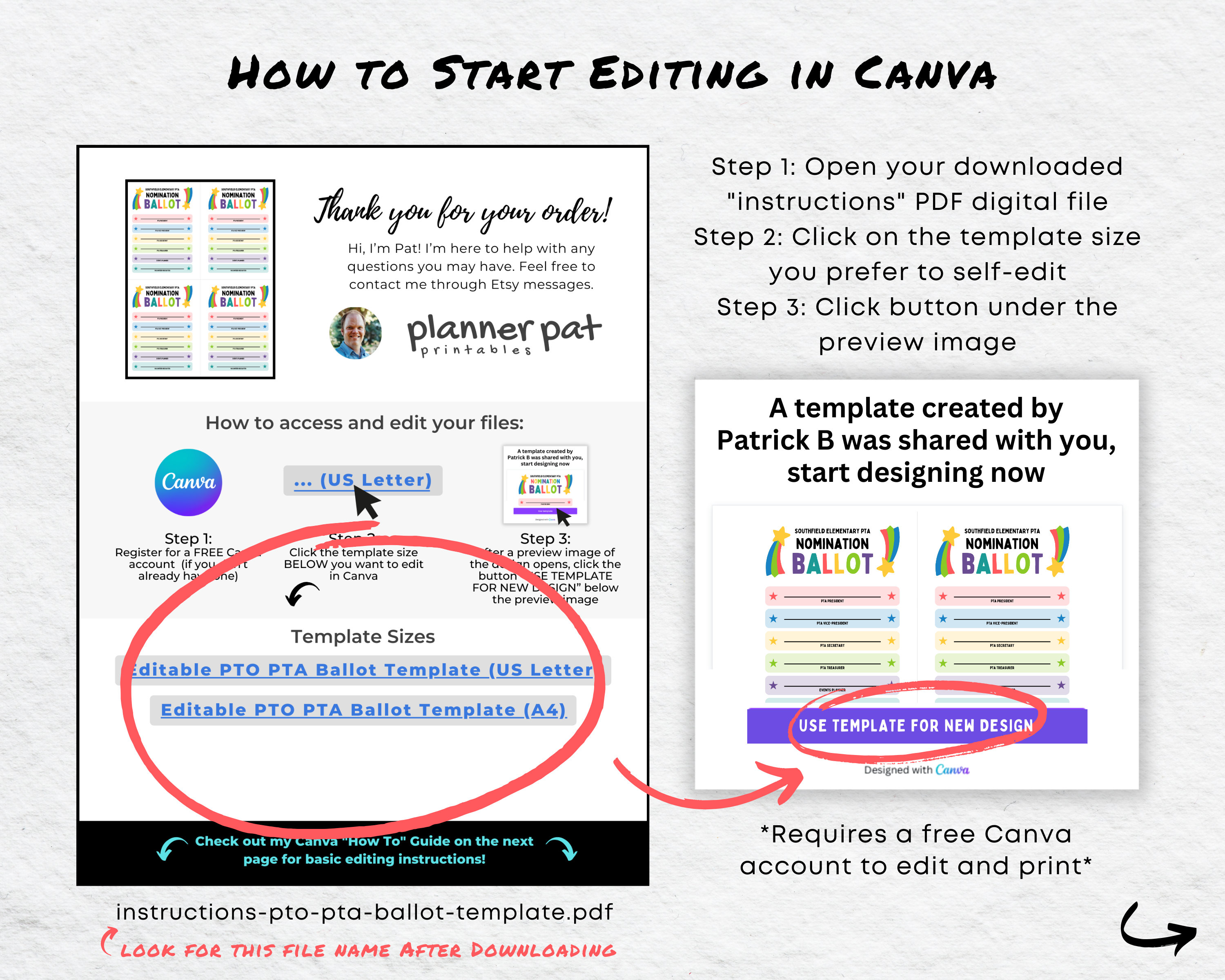 Editable PTO PTA Elections Ballot Template, Board Member Nomination ...