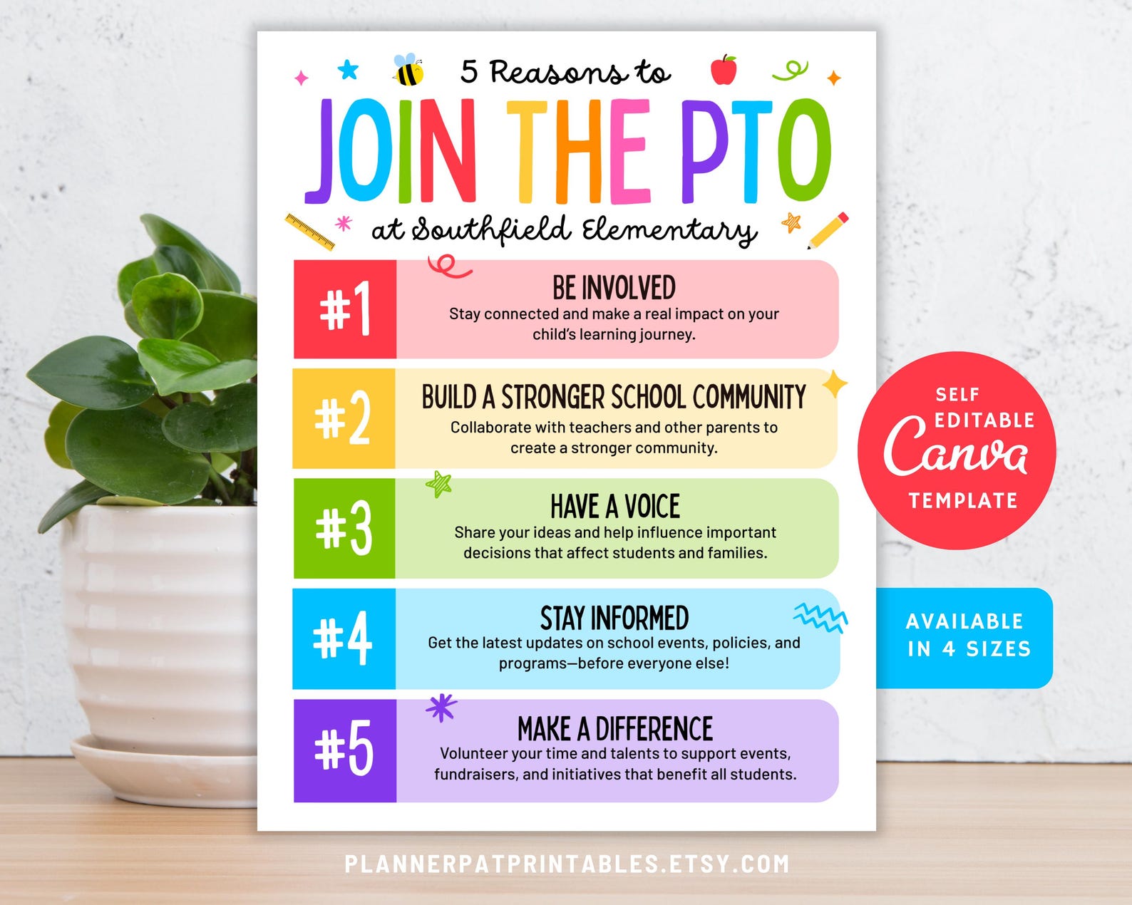 Editable PTA PTO Recruitment Flyer Template: Why Join Us (canva ...