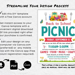 Back to School Picnic Flyer Template, Editable Welcome Back BBQ Invite ...
