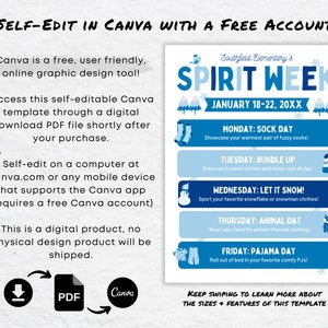 Editable Winter Spirit Week Flyer Canva Template, School Spirit ...