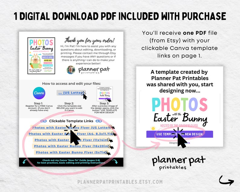 Photos With the Easter Bunny Flyer Template | Editable School ...