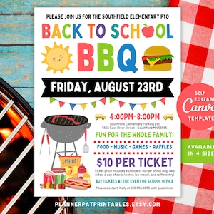 Editable Back to School BBQ Flyer Template, Welcome Back Picnic ...