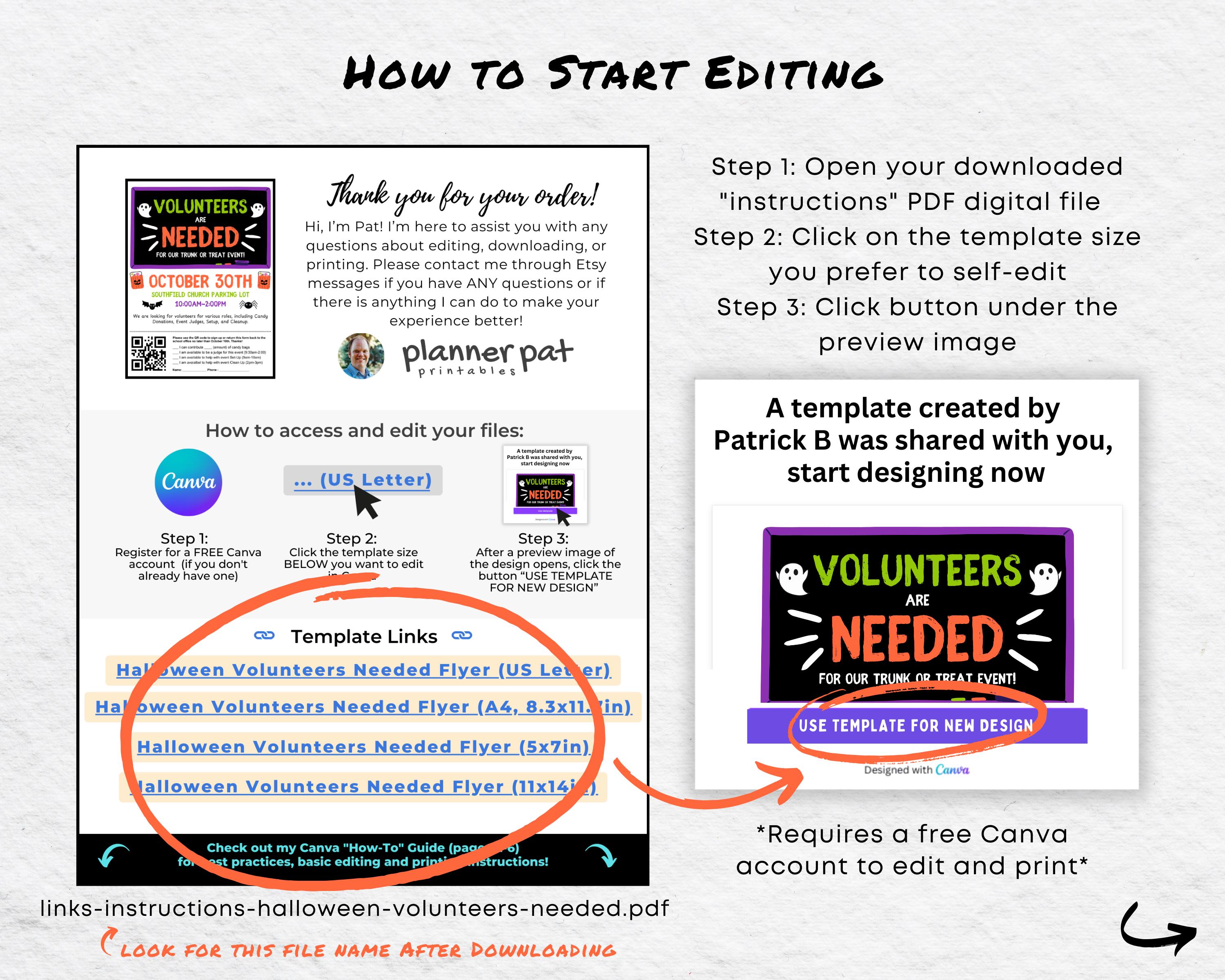 Editable Halloween Volunteers Needed Flyer Canva Template, Trunk of ...