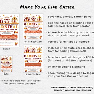 Editable Fall Carnival Flyer: Autumn Festival Invitation (canva ...