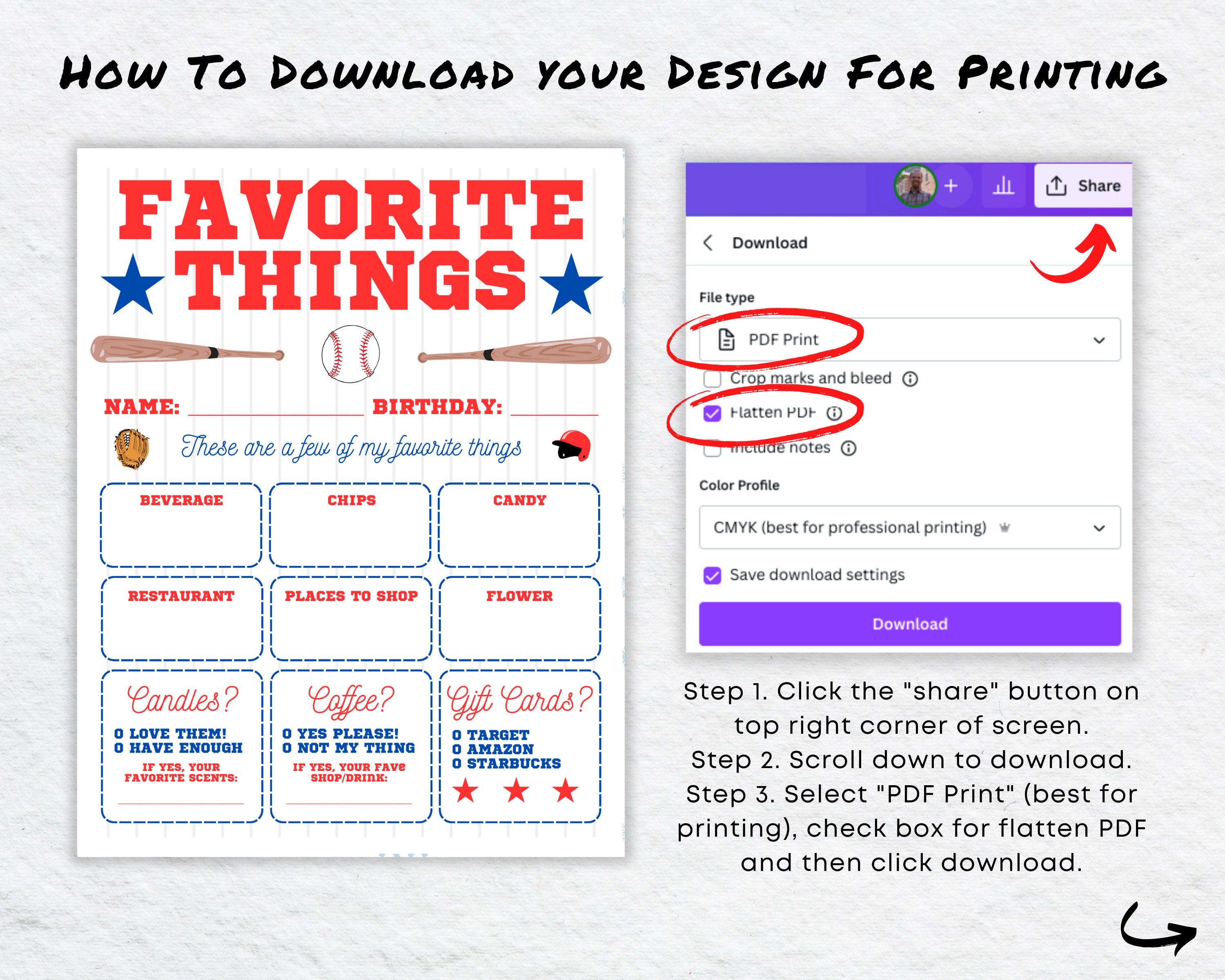 Editable Baseball Teacher Favorite Things Questionaire Flyer Printable ...